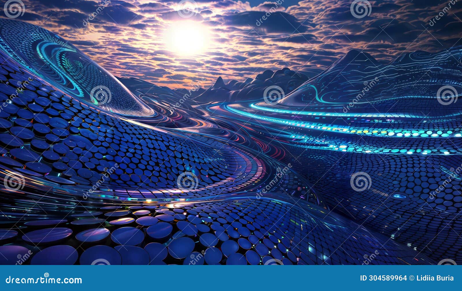Futuristic Technology Wave Background. 3d Rendering, 3d Illustration ...