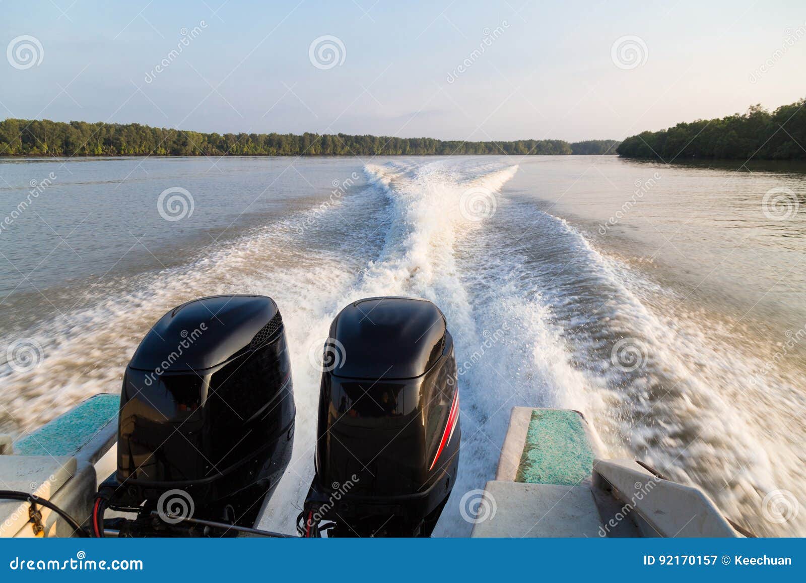 Wave Generated by Speed Boat Twin Engine in River Stock Image - Image ...