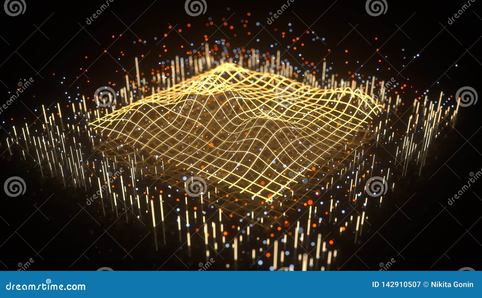 Wave Graph in Perspective View 3D Rendering Stock Illustration ...
