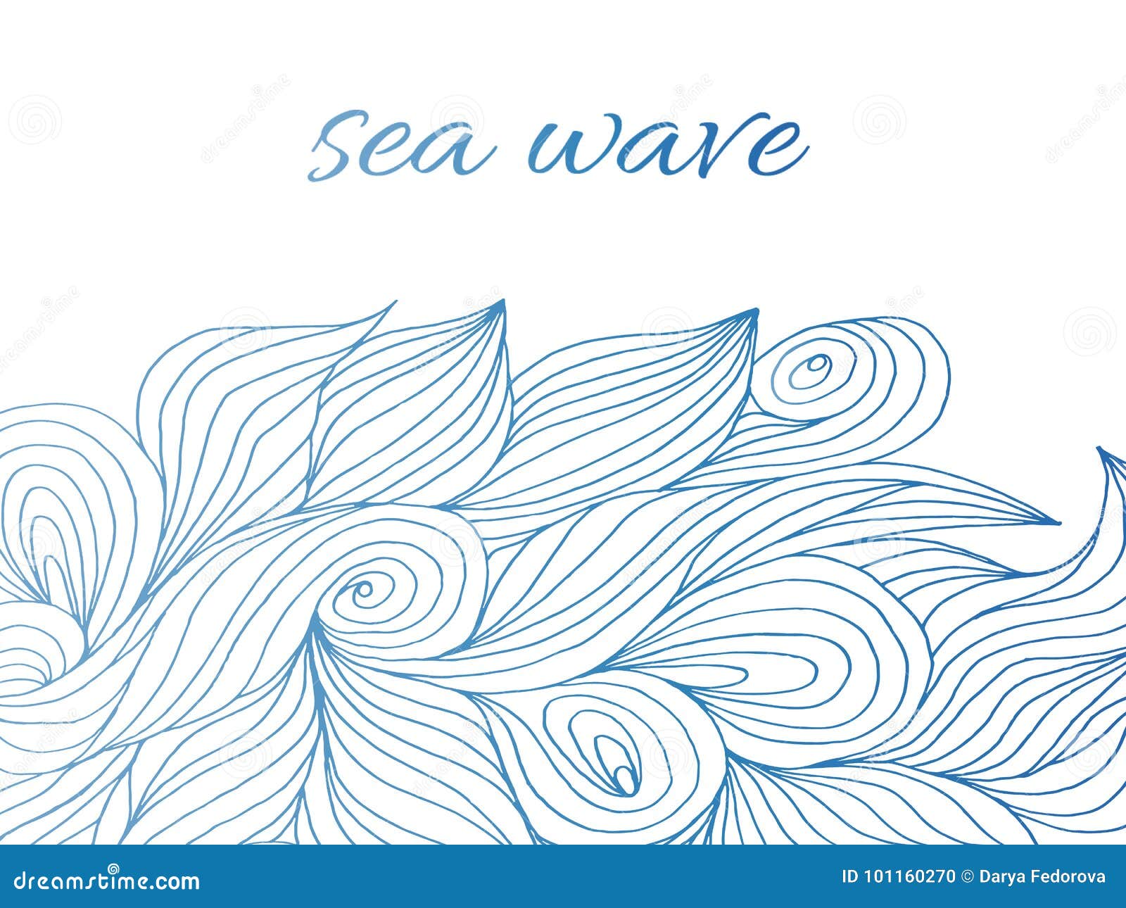 Wave Hand-drawn Pattern, Sea Waves Background Stock Illustration ...