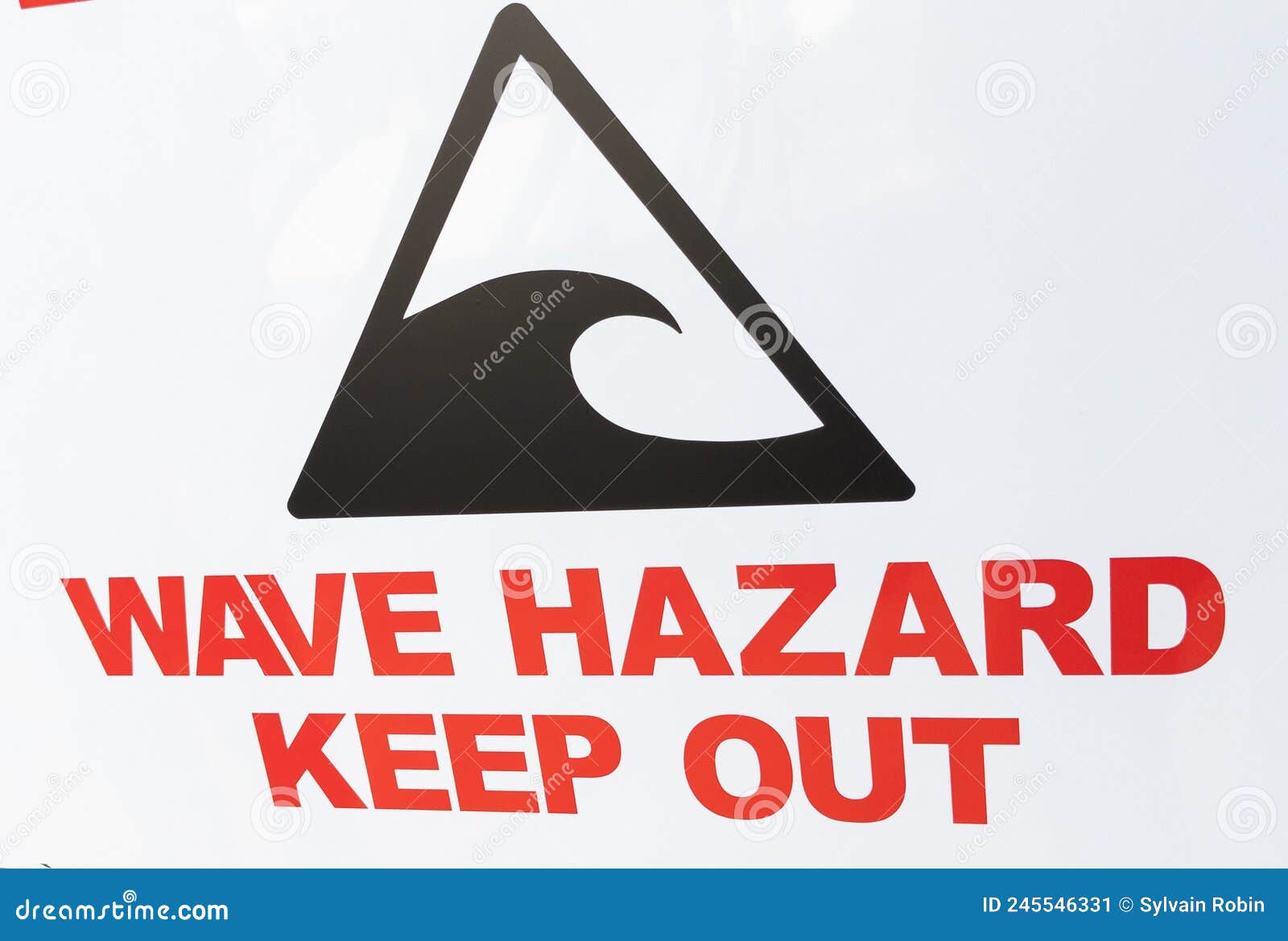 Wave Hazard Keep Out Sign Text on Panel Board on Coast Sea Stock Image ...