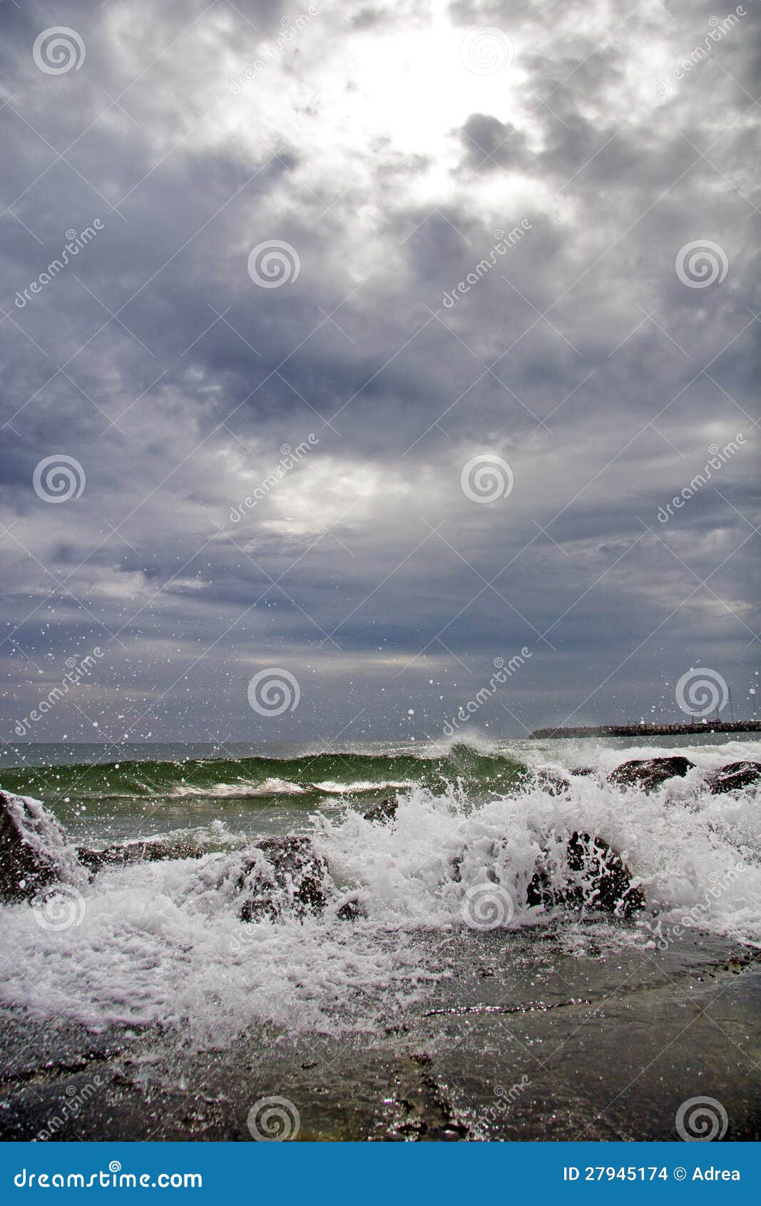 Sea wave hitting to shore stock photo. Image of spray - 27945174