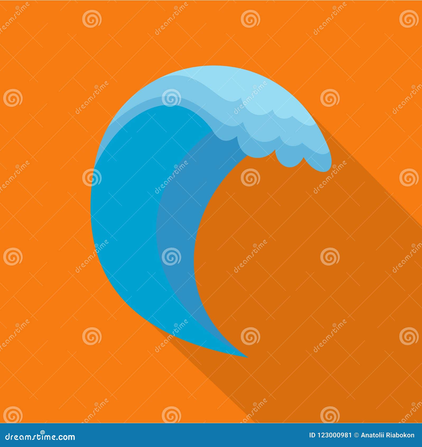 Wave icon, flat style stock illustration. Illustration of flowing ...