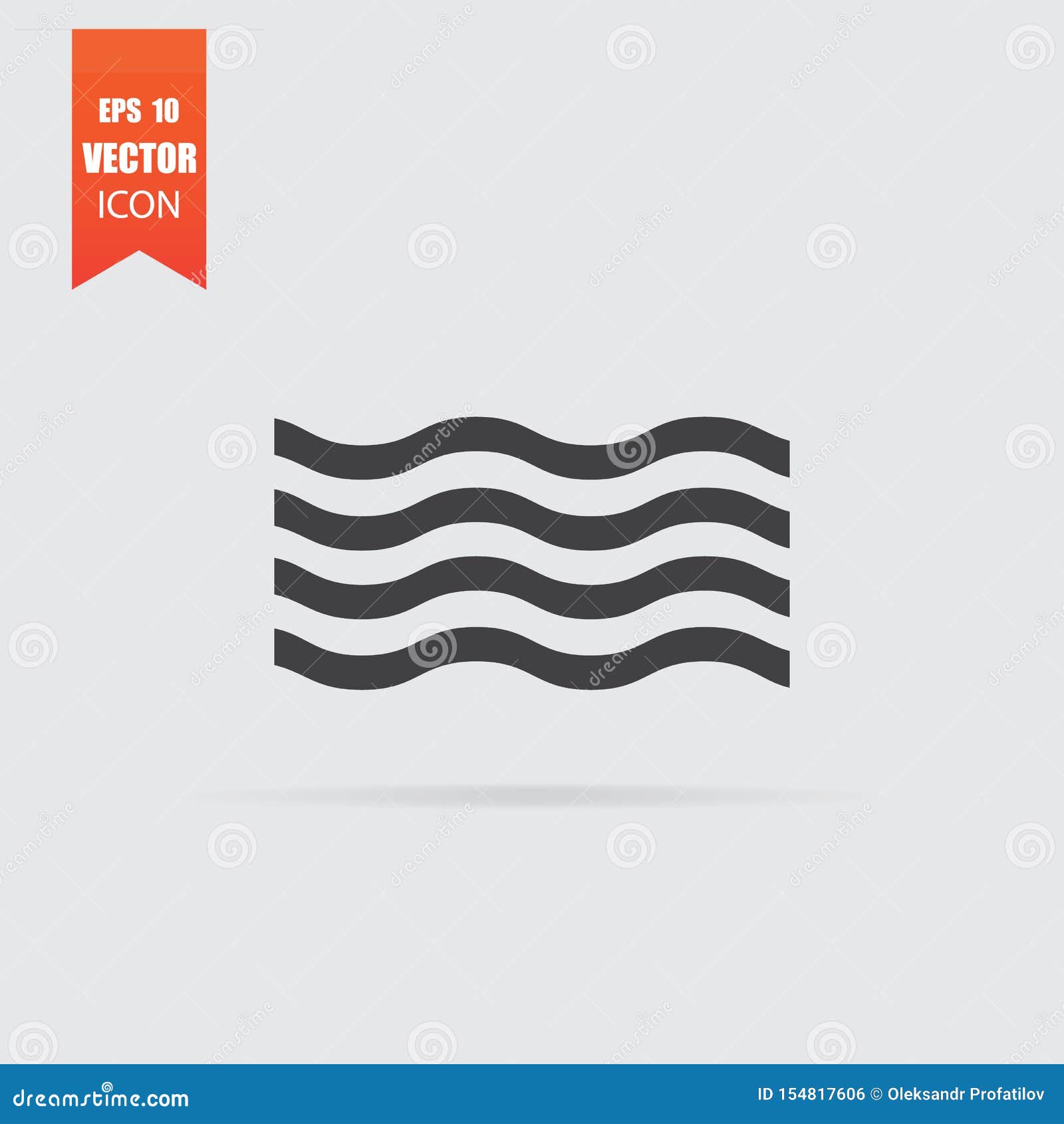 Wave Icon in Flat Style Isolated on Grey Background Stock Vector ...
