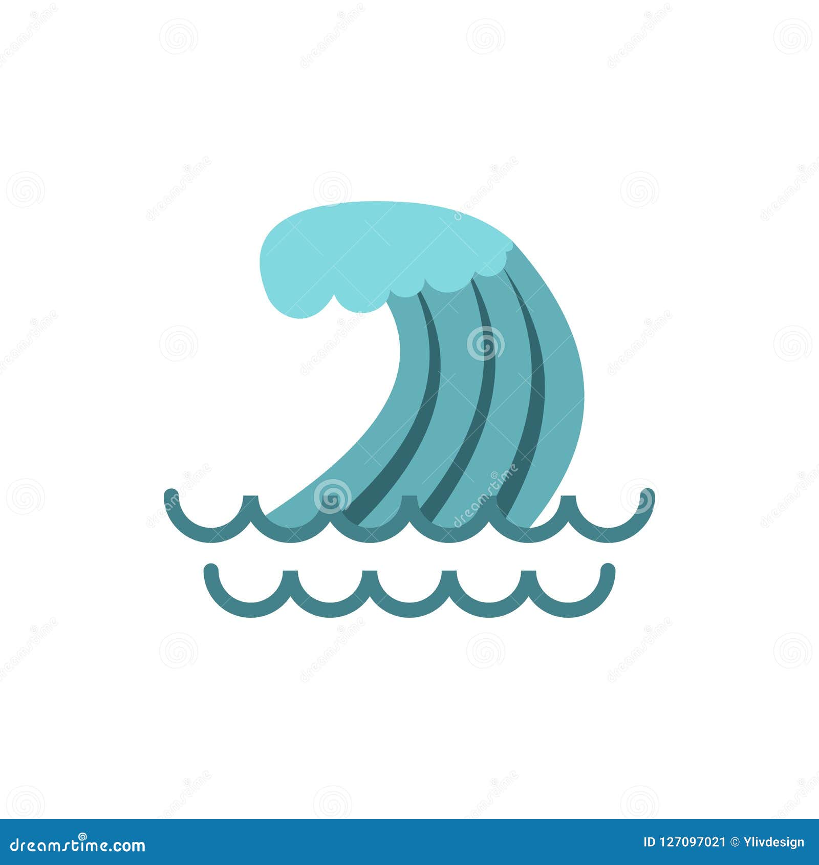 Wave icon, flat style stock illustration. Illustration of nature ...