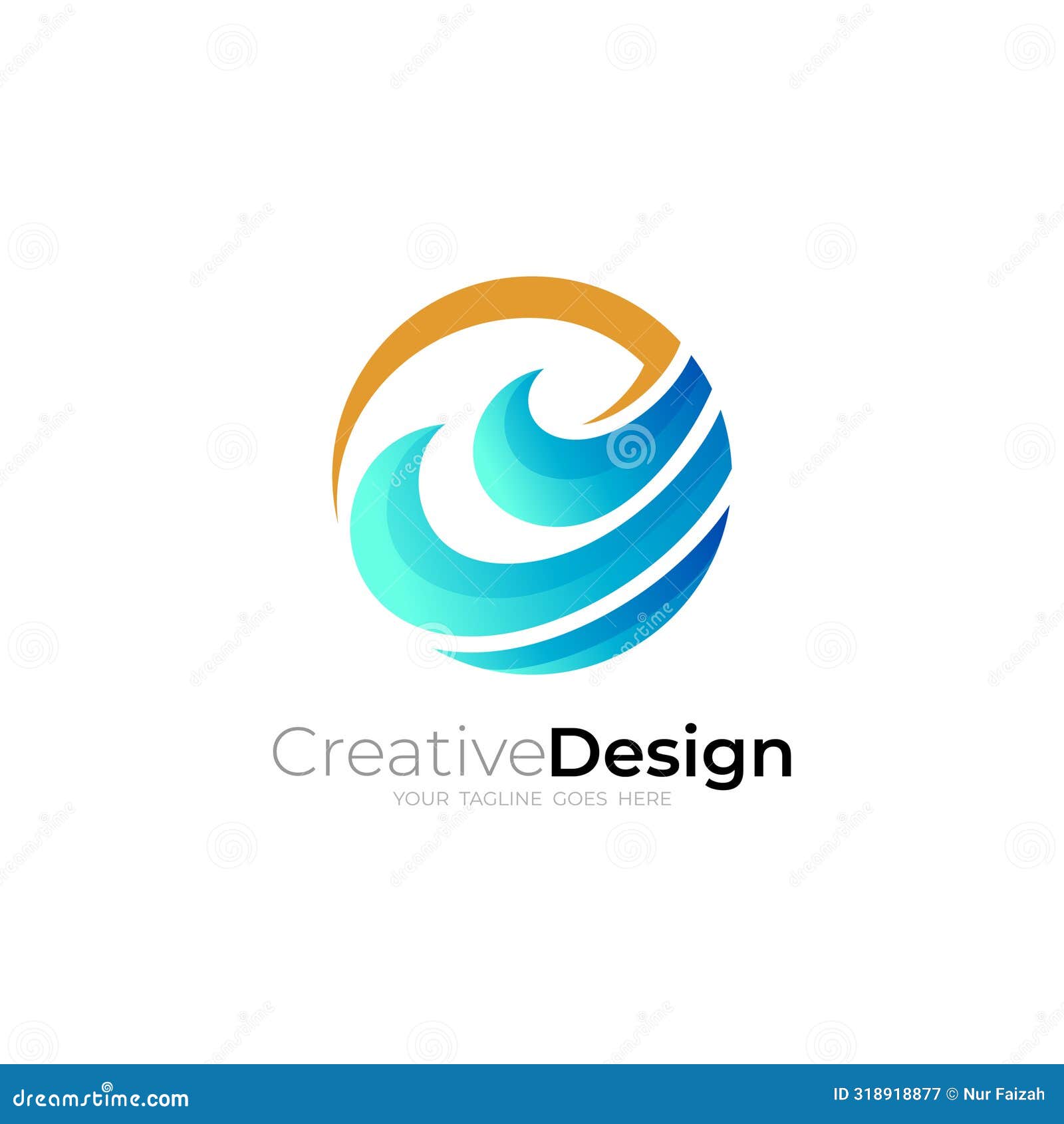 Wave Icon Inside Circle and Sun Logos, Earth Icons, Sea Logos Stock ...