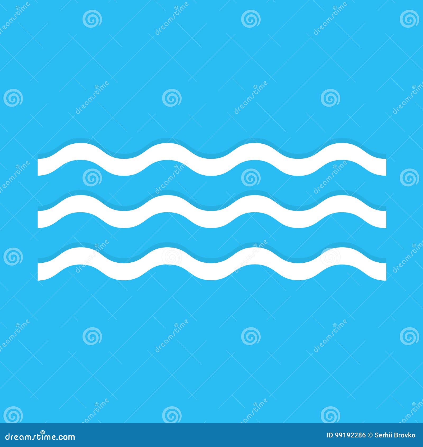 Wave Icon Isolated on Blue Background. Vector Illustration Stock Vector ...