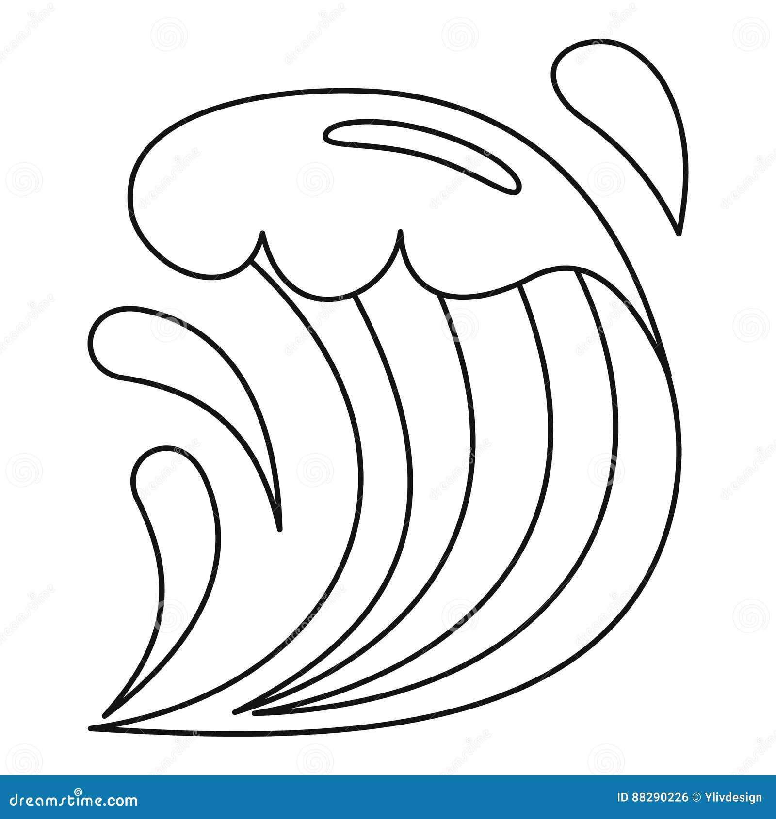 Wave icon, outline style stock vector. Illustration of nature - 88290226