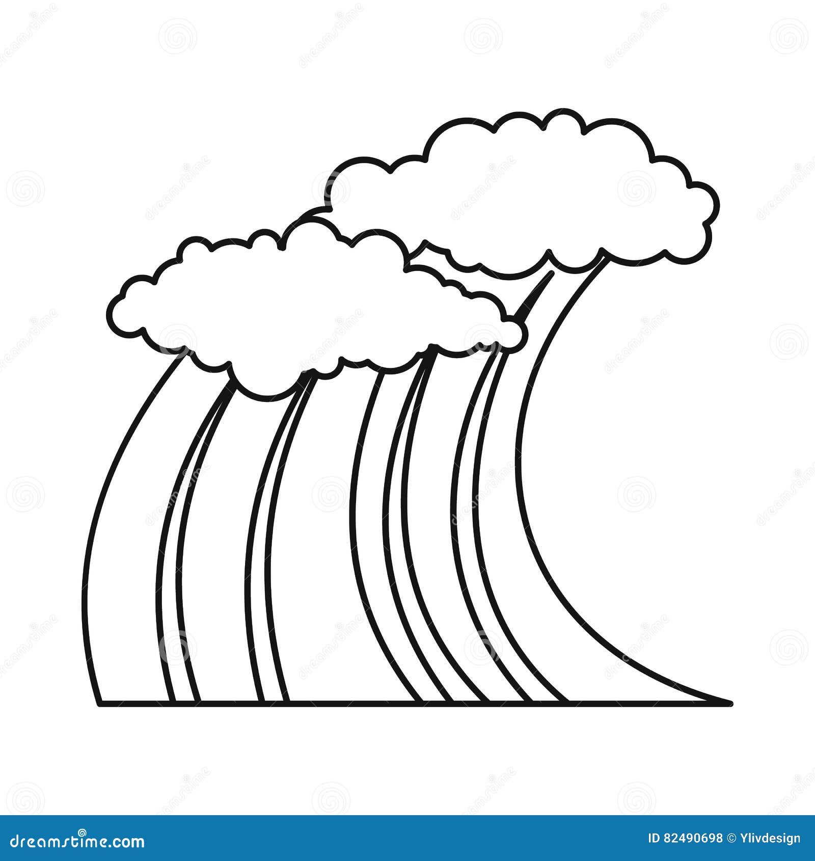 Wave icon, outline style stock vector. Illustration of line - 82490698