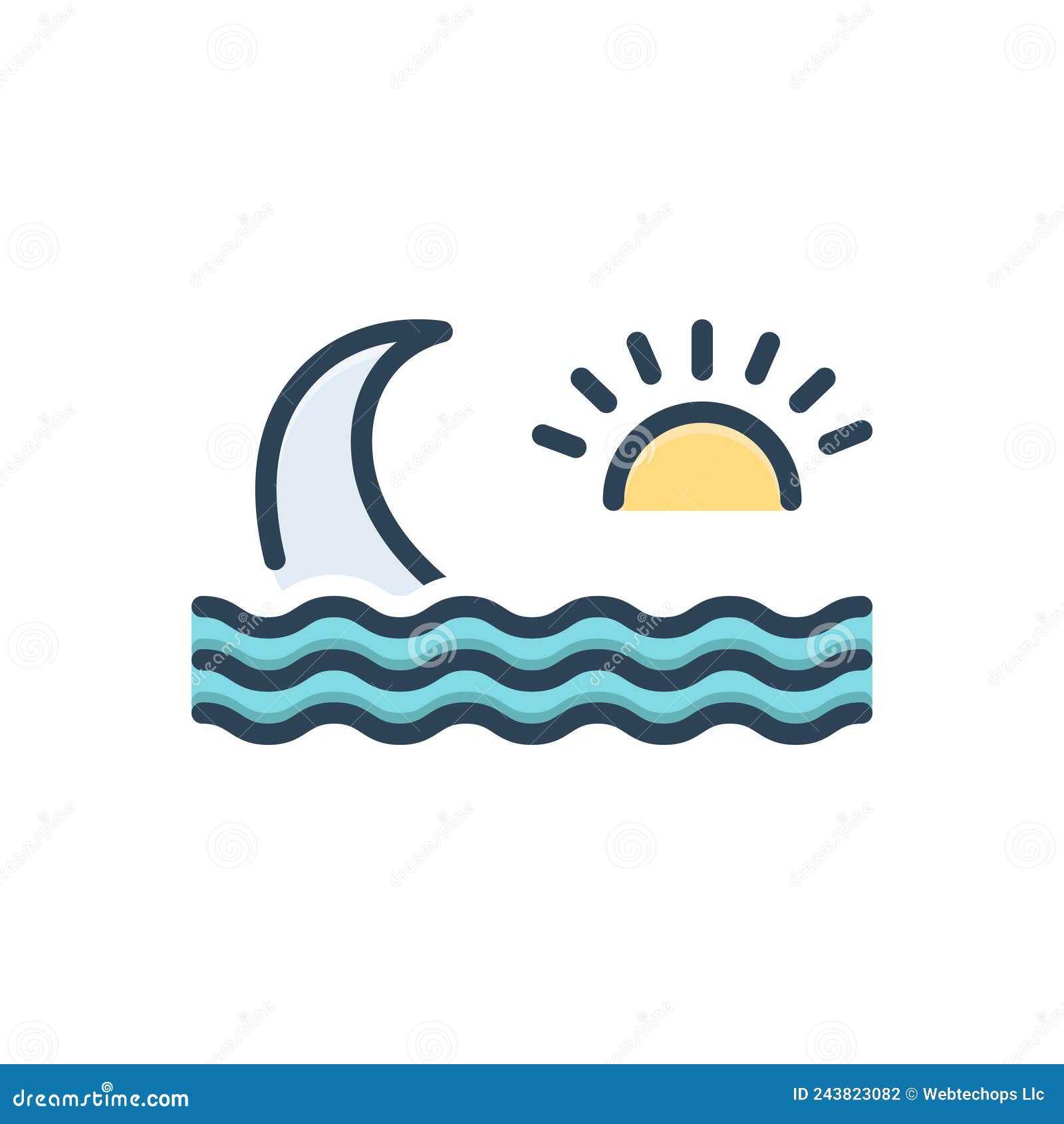 Color Illustration Icon for Wave, Ripple and Backwash Stock ...