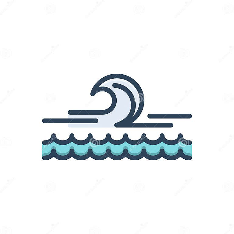 Color Illustration Icon for Wave, Ripple and Backwash Stock Vector ...
