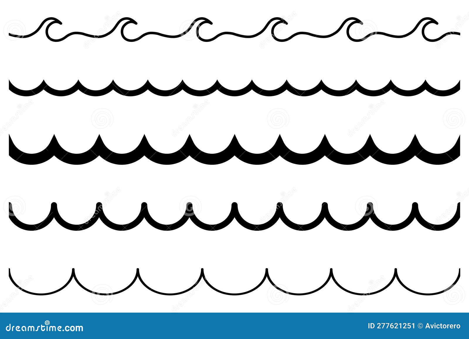 Wave Icon Set. Collection of Water Line Symbol Stock Vector ...