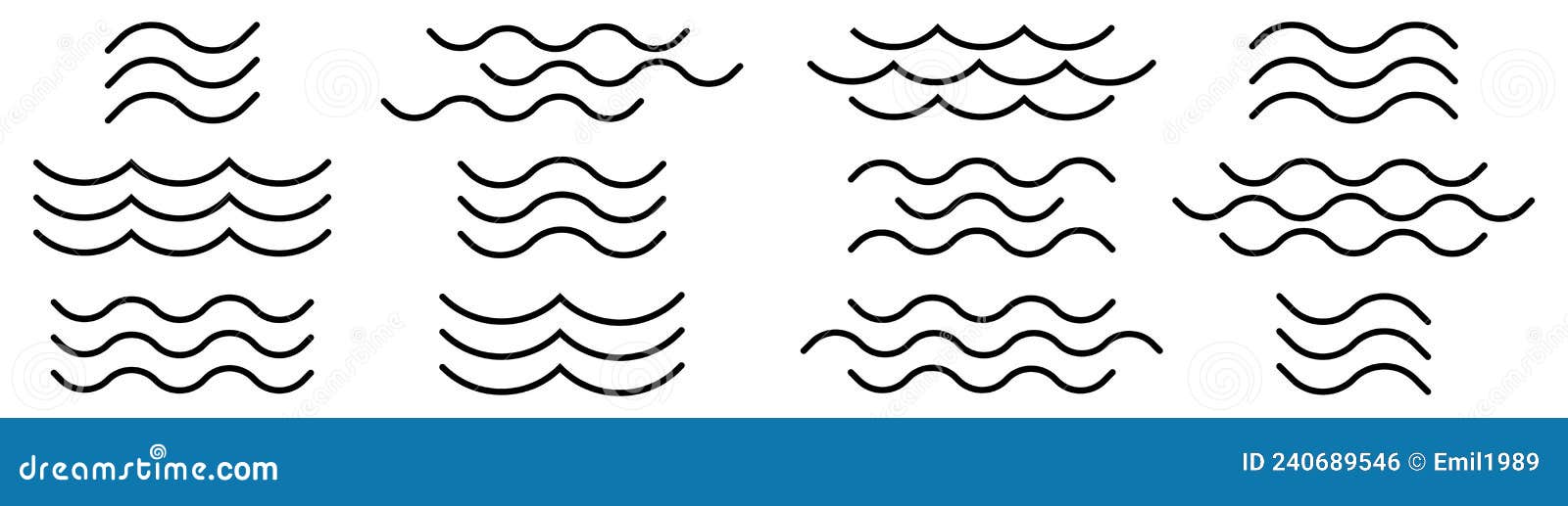 Wave Icon Set Simple Design Stock Vector - Illustration of ocean ...