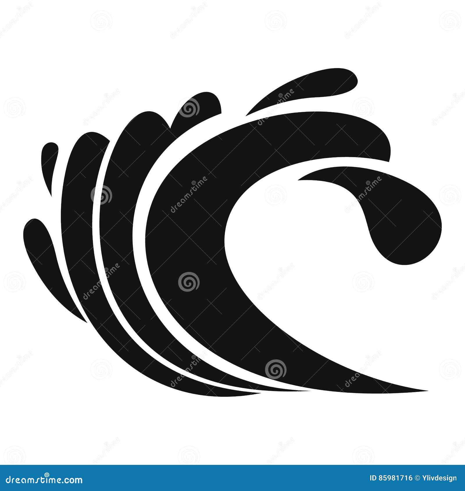 Wave icon, simple style stock vector. Illustration of black - 85981716