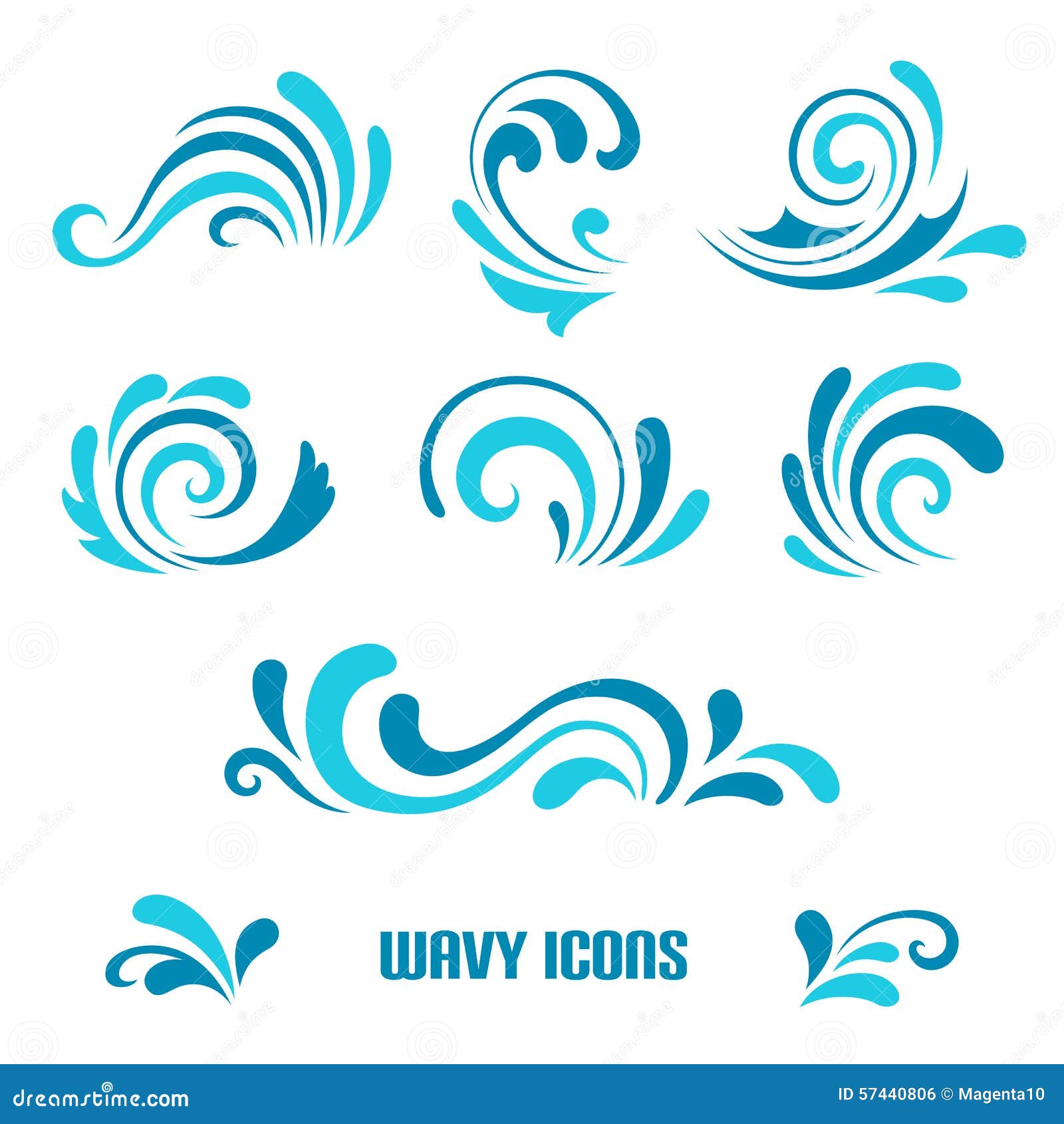 Set Of Sea Wave Icons. Water Splash Wave Icons Collection Vector ...