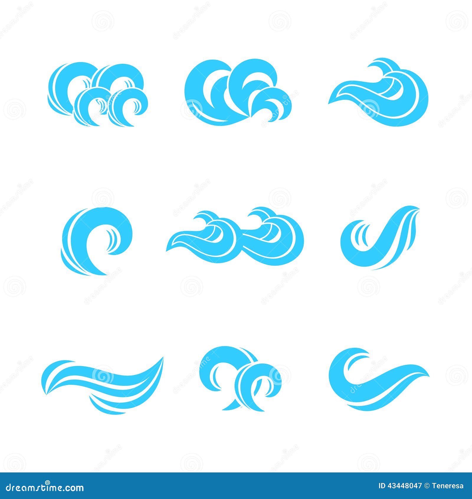 Wave icons set stock vector. Illustration of stream, isolated - 43448047