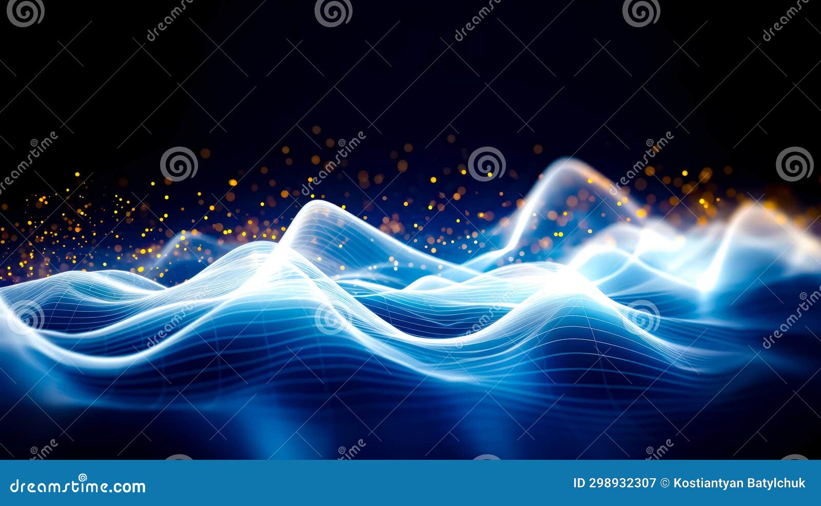 Wave of Light on Dark Background with Blurry Lines and Lights ...