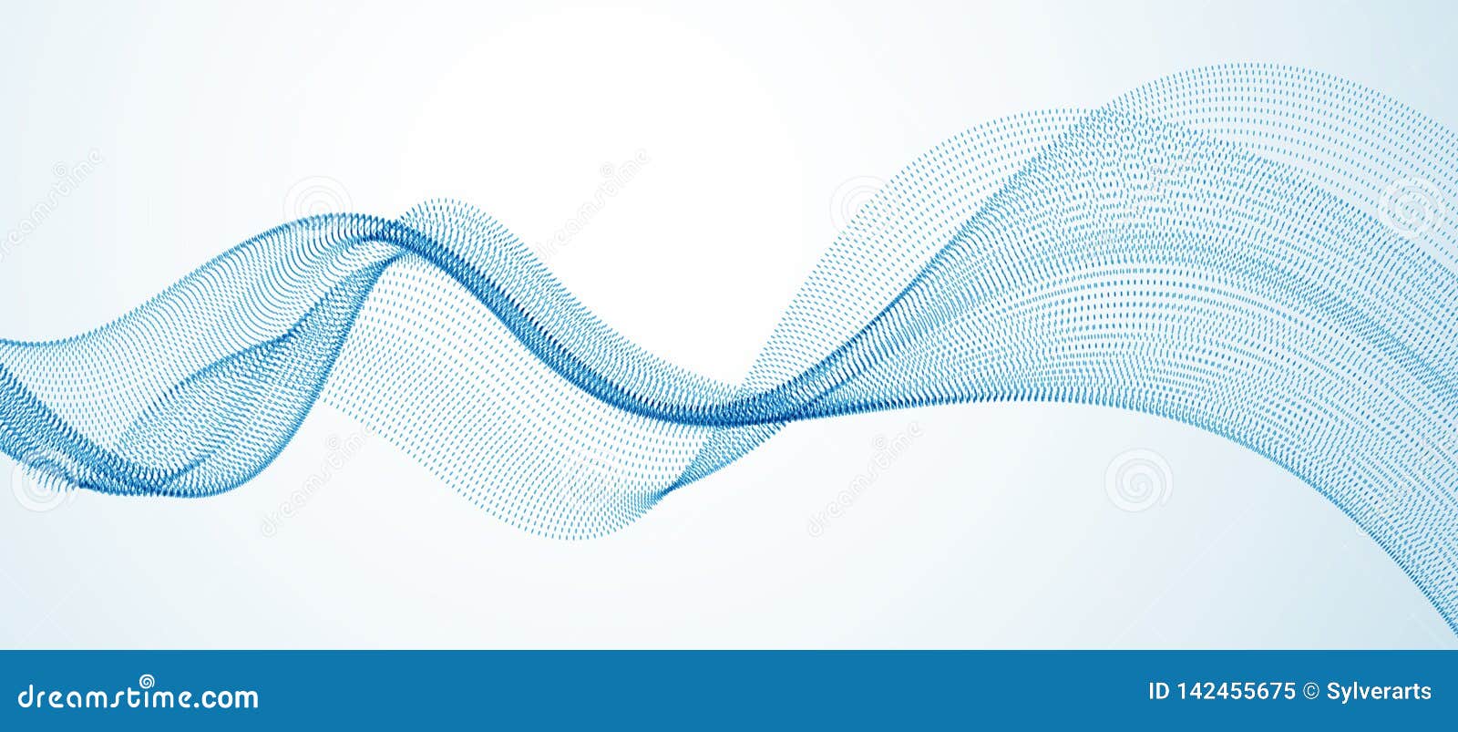 Wave Line of Flowing Particles Abstract Vector Background, Smooth Curvy ...