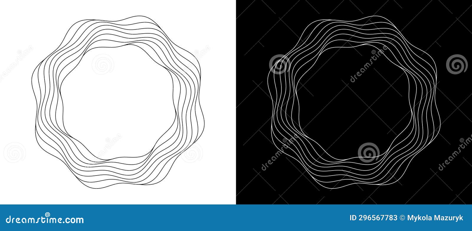 Wave Lines in Circle. Template Stamp or Logo or Icon Stock Illustration ...