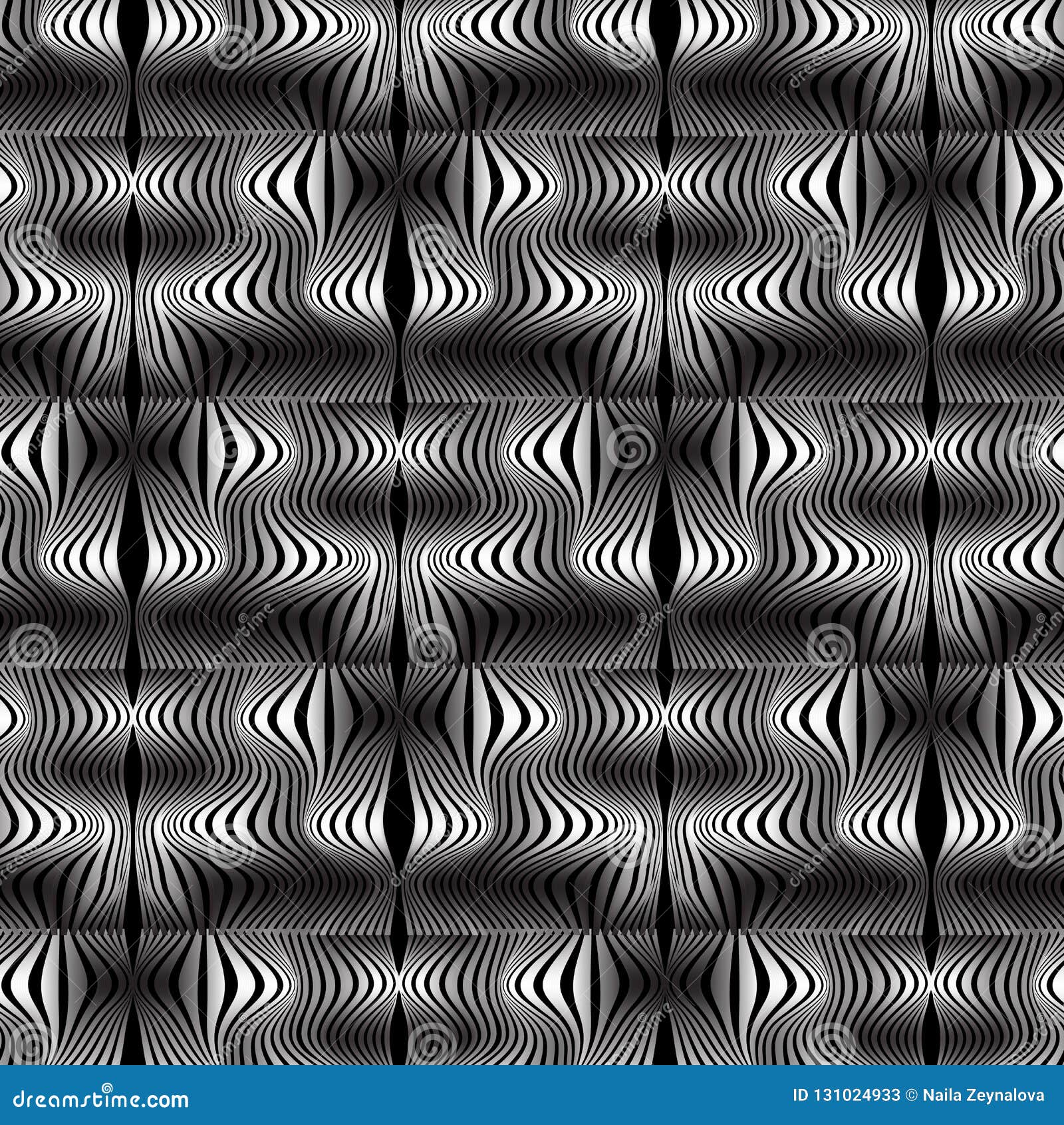 Wave Lines Optical Illusion Vector Seamless Pattern. Modern Abstract ...
