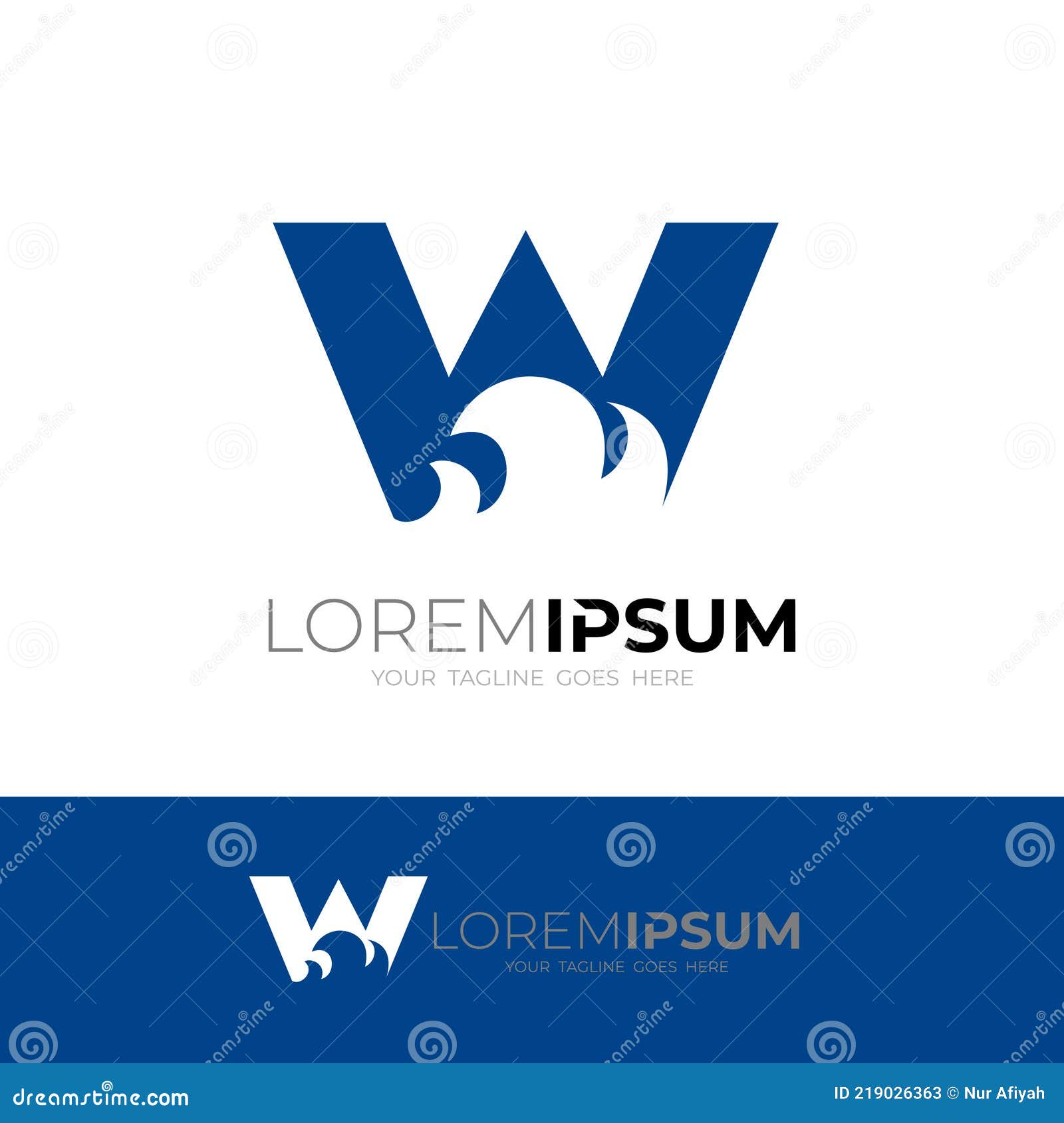 Wave Logo and Letter W Design Combination, Blue Color Stock Vector ...