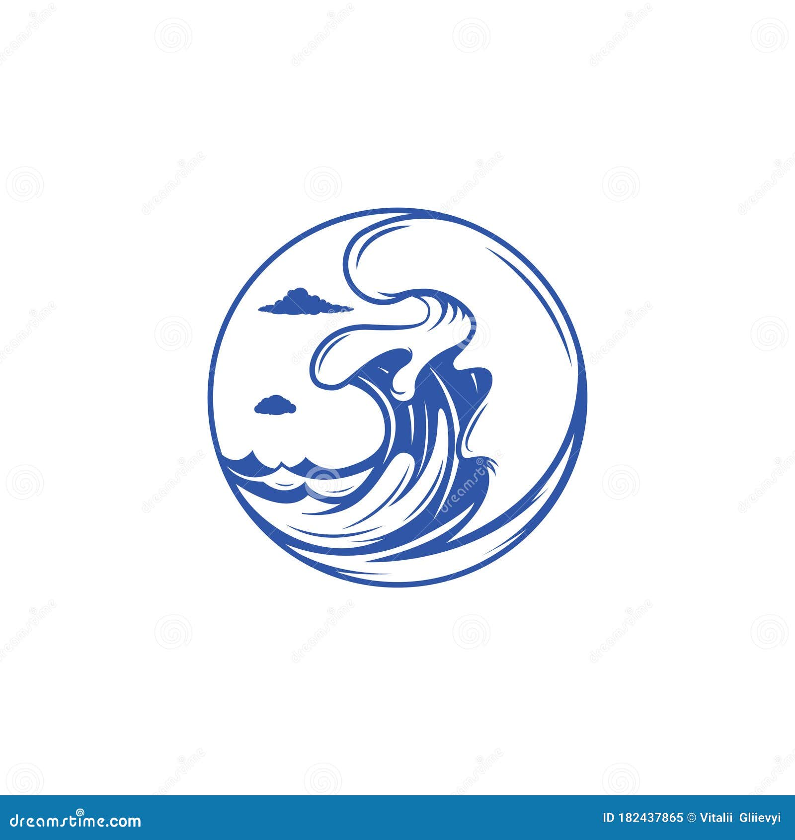 Wave Logo Template on a White Background.. Sea Surf Emblem. Stock ...