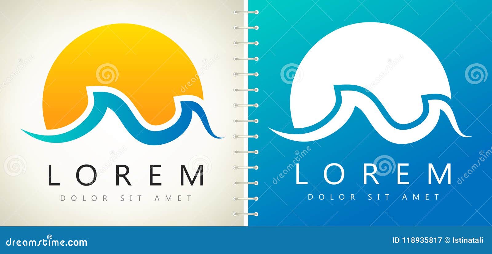 Wave and sun vector logo stock vector. Illustration of graphic - 118935817