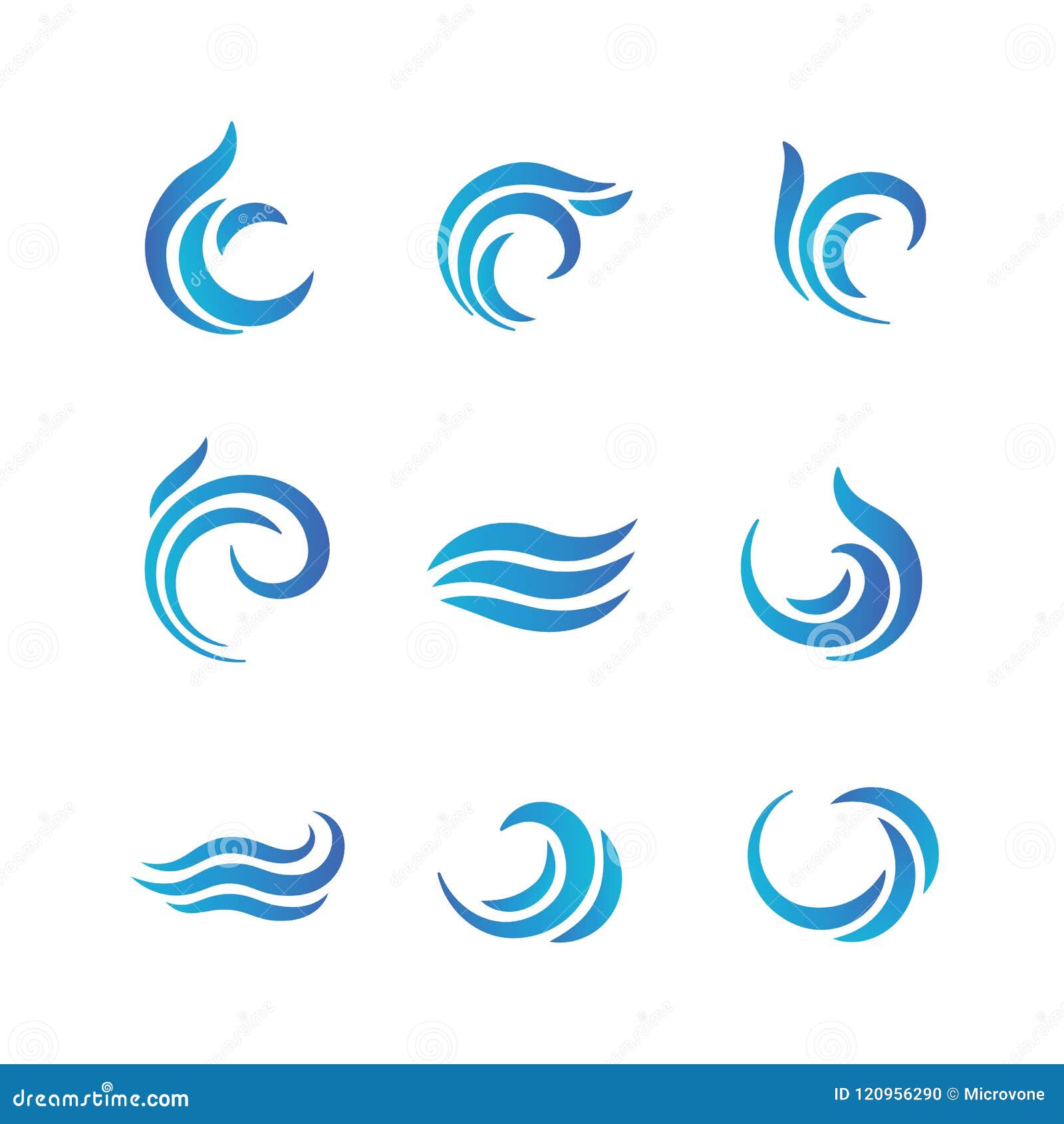 Wave Logos. Blue Water Waves with Splashes Vector Emblems Stock Vector ...