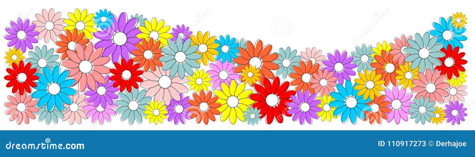 Wave Made of Colorful Flowers Stock Illustration - Illustration of ...
