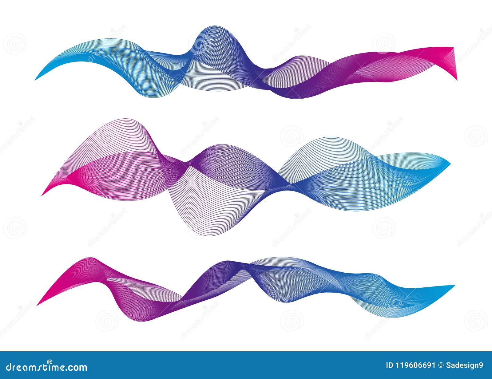 Wave of the Many Colored Lines. Abstract Wavy Stripes on a White ...