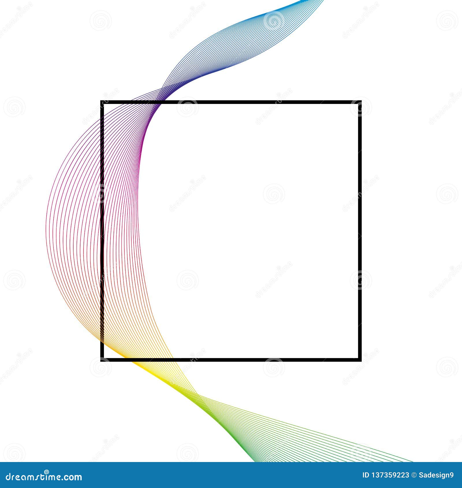 Wave of Many Colored Lines Over Square Frame. Stock Vector ...