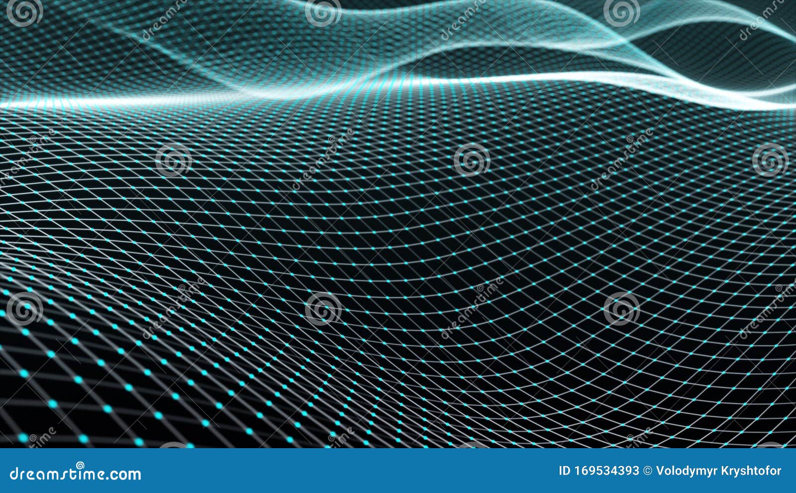 Wave with Dots. Network of Particles Connected by Lines. Grid ...
