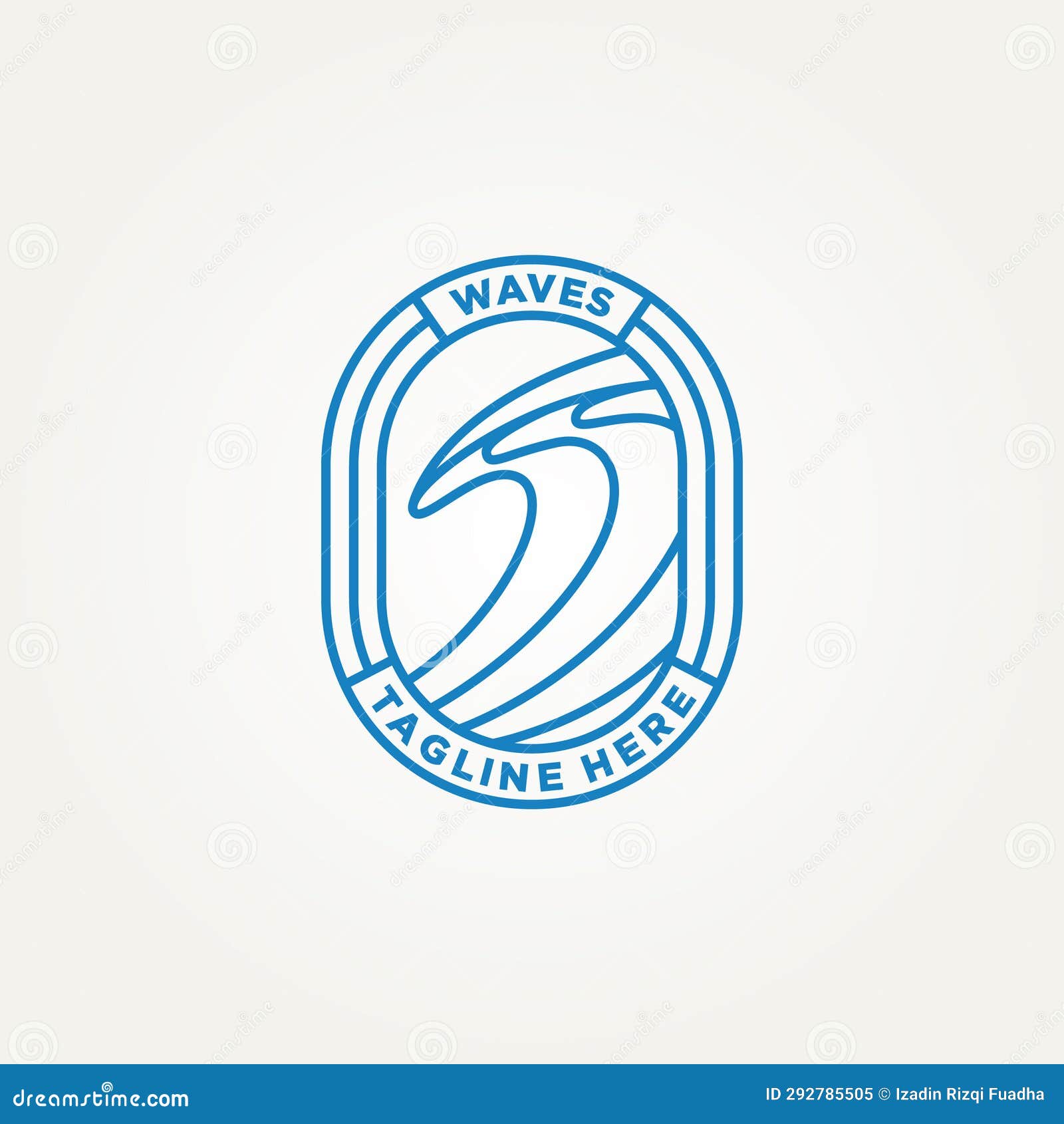 Wave Minimalist Badge Line Art Logo Template Vector Illustration Design ...