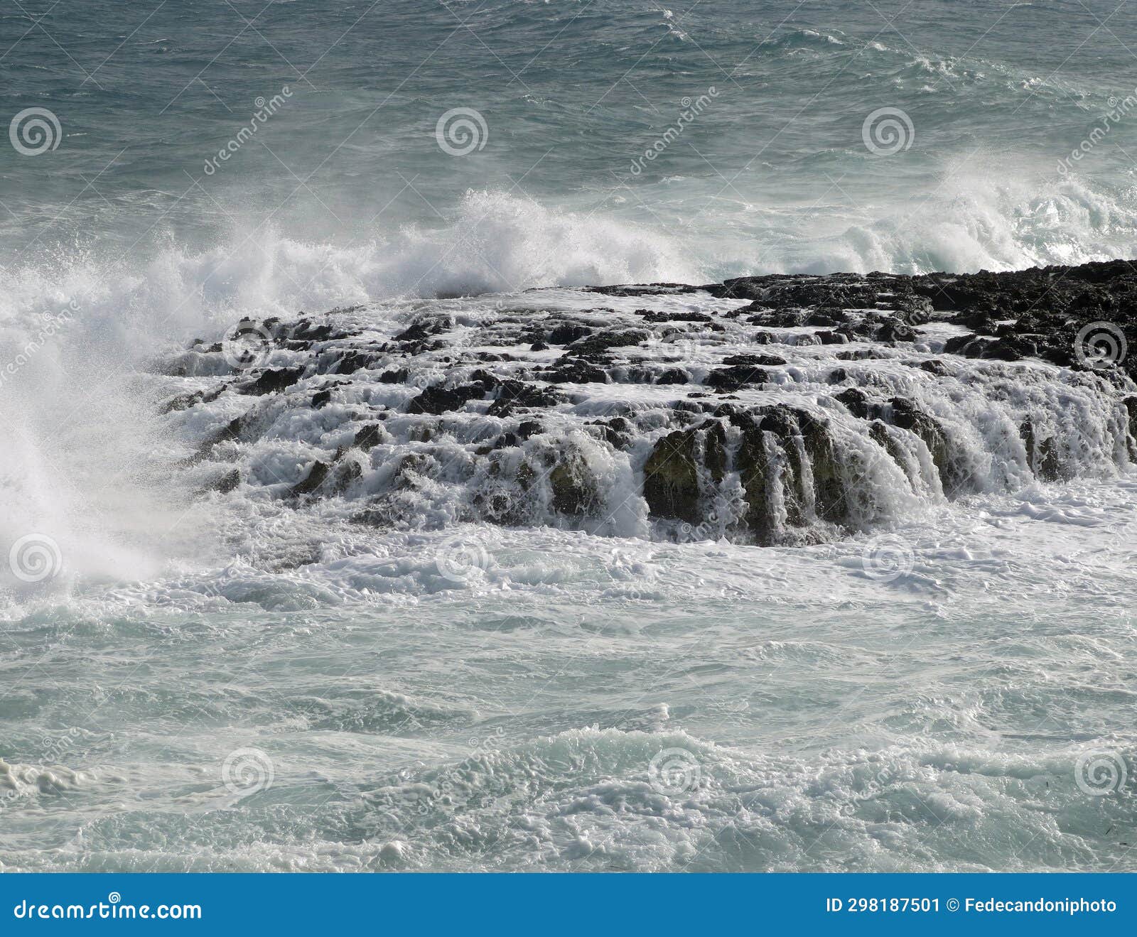 Wave Motion with Rough Sea on the Reef during the Storm Stock Image ...