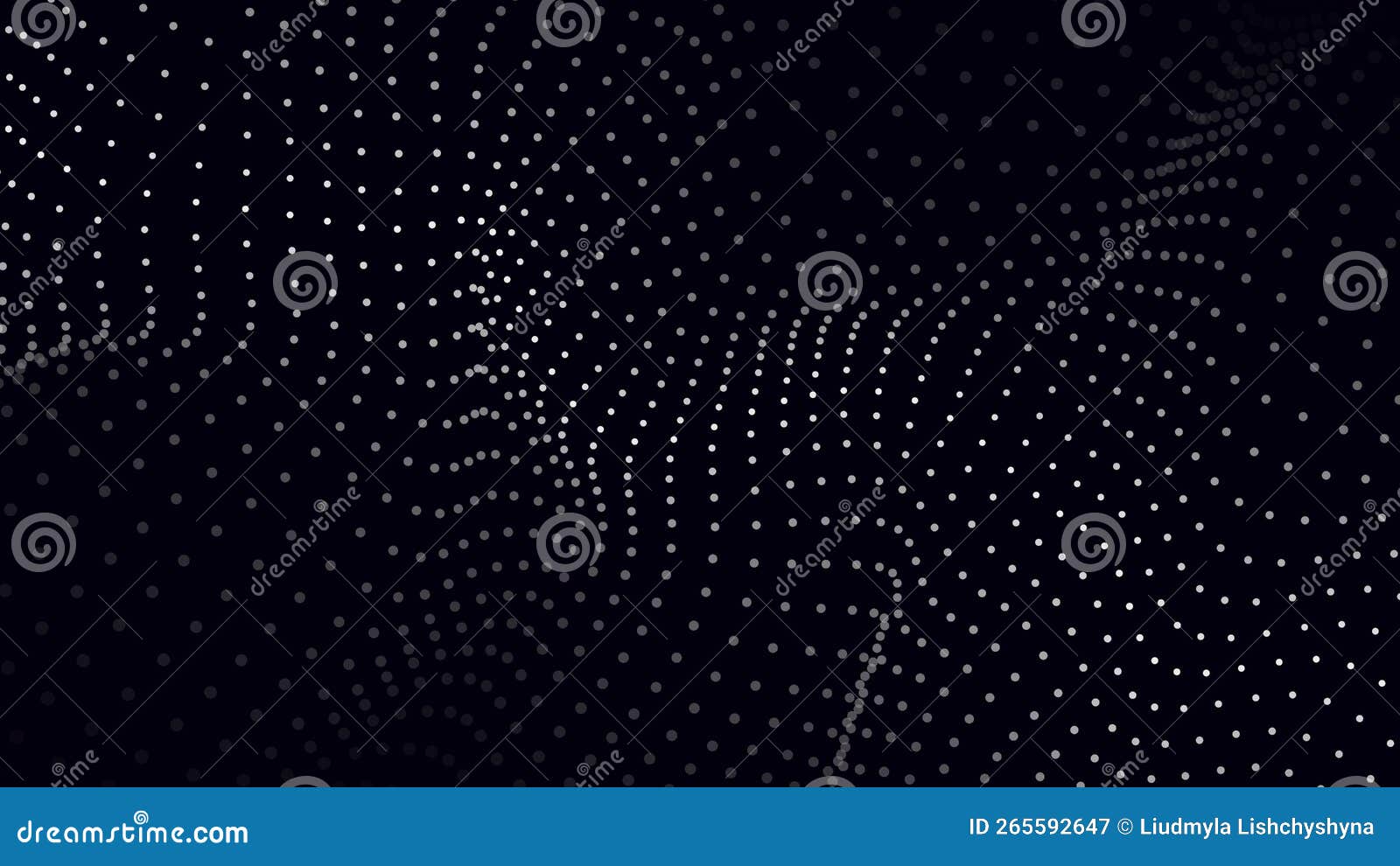 Wave of Moving Particles on a Dark Background.Abstract Movement of Dots ...