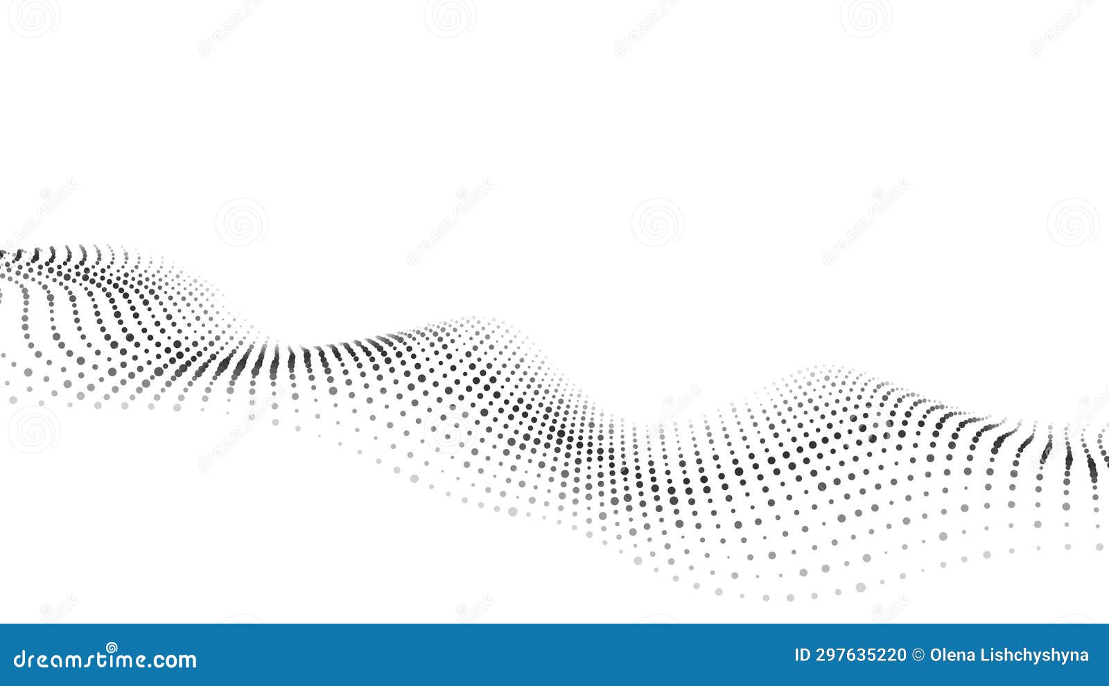 Wave of Moving Particles on a White Background. Big Data Transfer ...