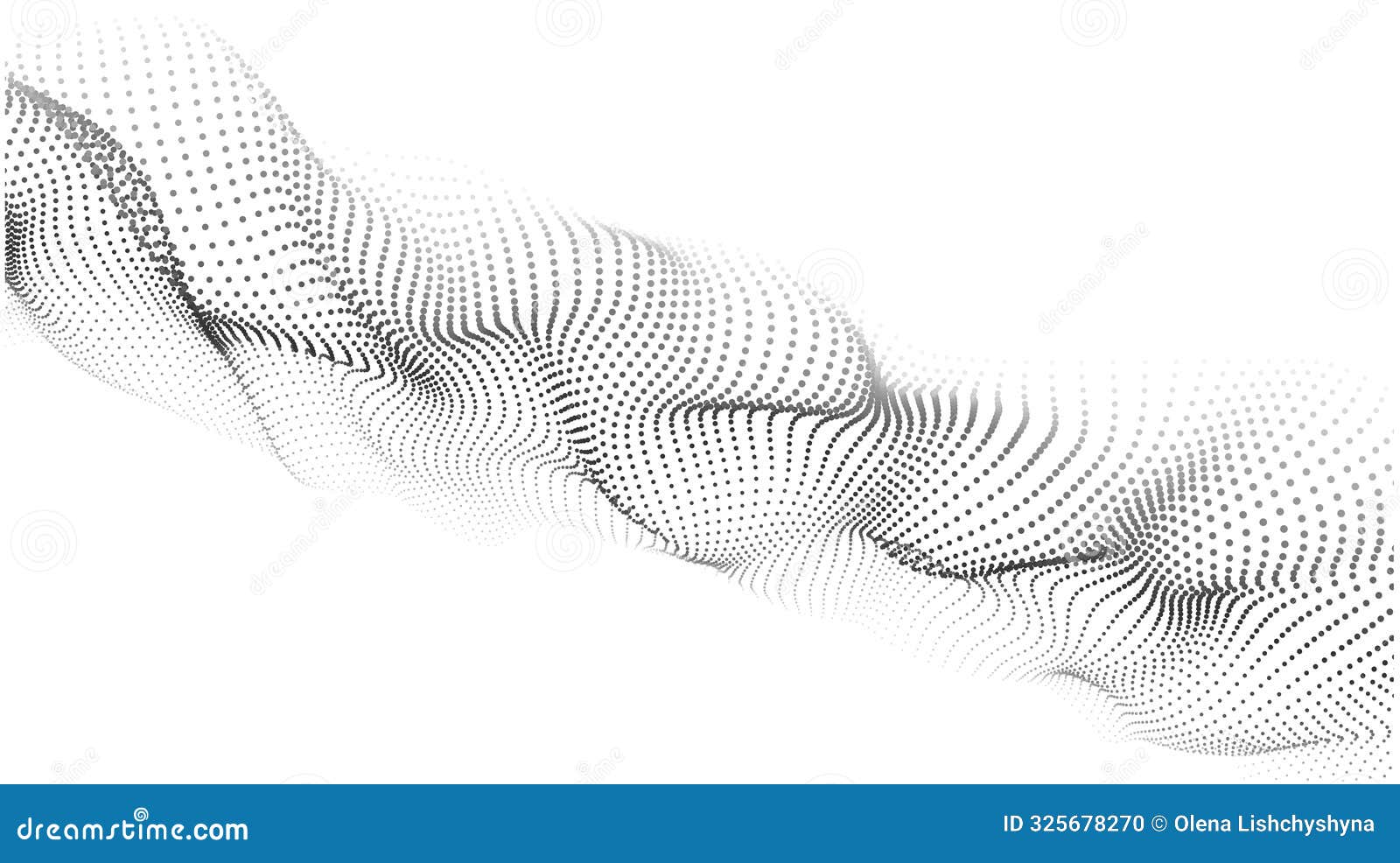 Wave of Moving Particles on a White Background. Big Data Transfer ...