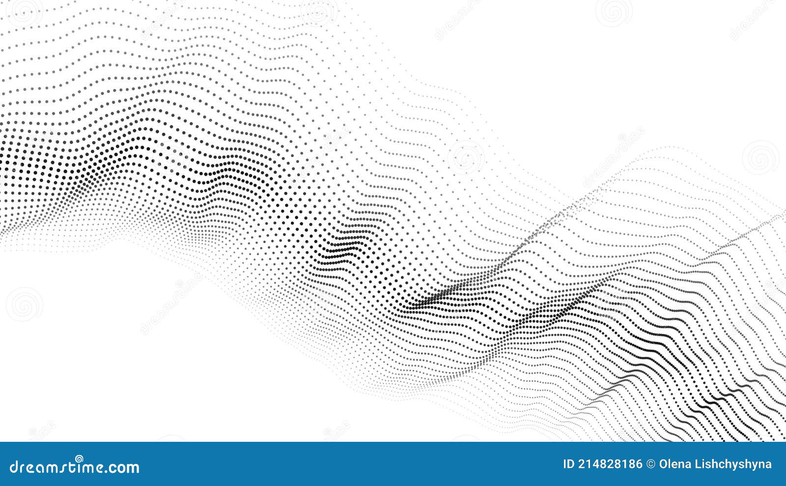 Wave of Moving Particles on a White Background. Big Data Transfer ...