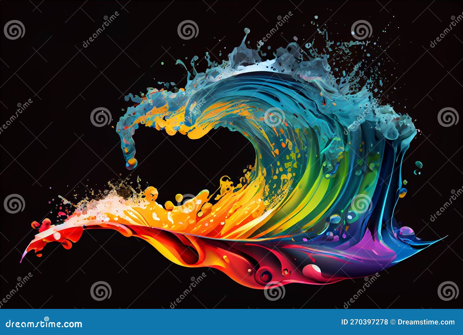 A Wave of Multi -colored Colors, Generative Ai Stock Illustration ...