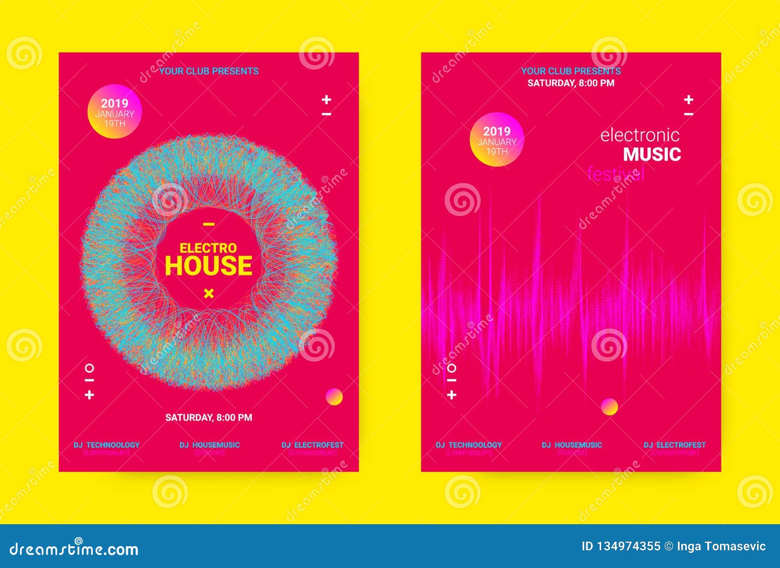 Wave Music Poster Concept. Electronic Sound Flyer. Stock Vector ...
