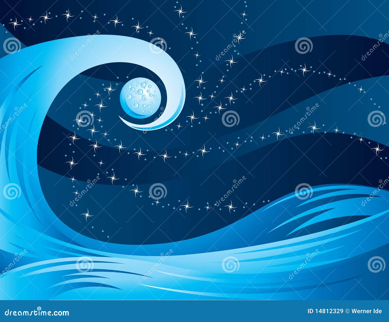 Wave at Night with the Moon Stock Vector - Illustration of artistic ...