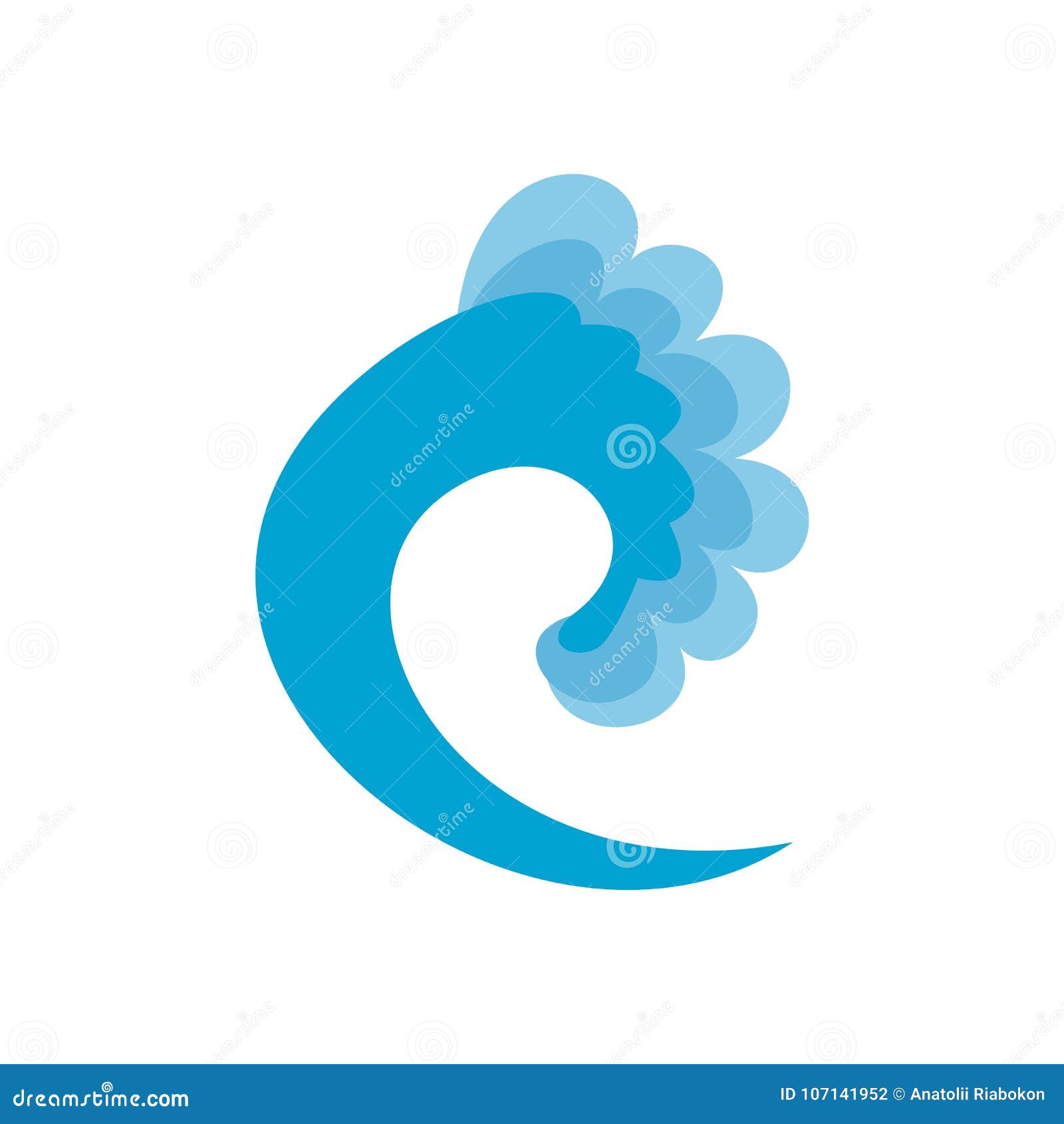 Wave Ocean Icon, Flat Style Stock Vector - Illustration of design ...