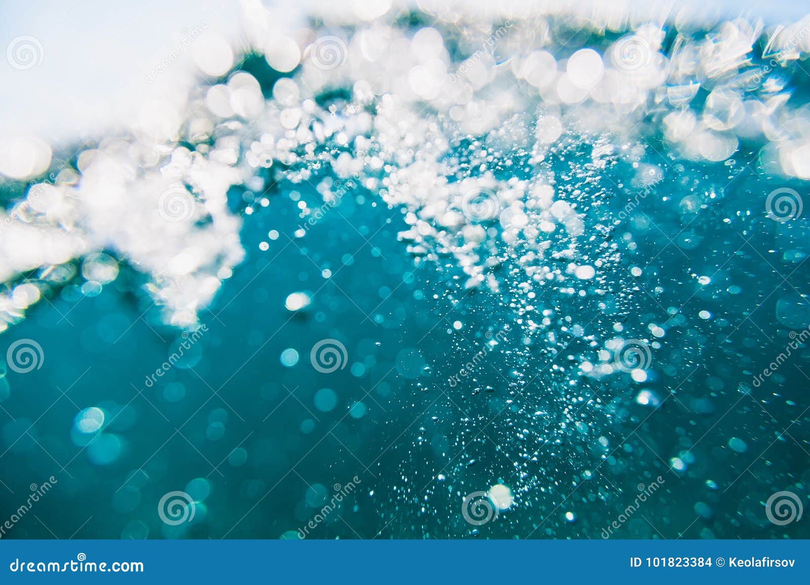 Wave in Ocean. Water Texture, Bubbles Underwater. Stock Photo - Image ...