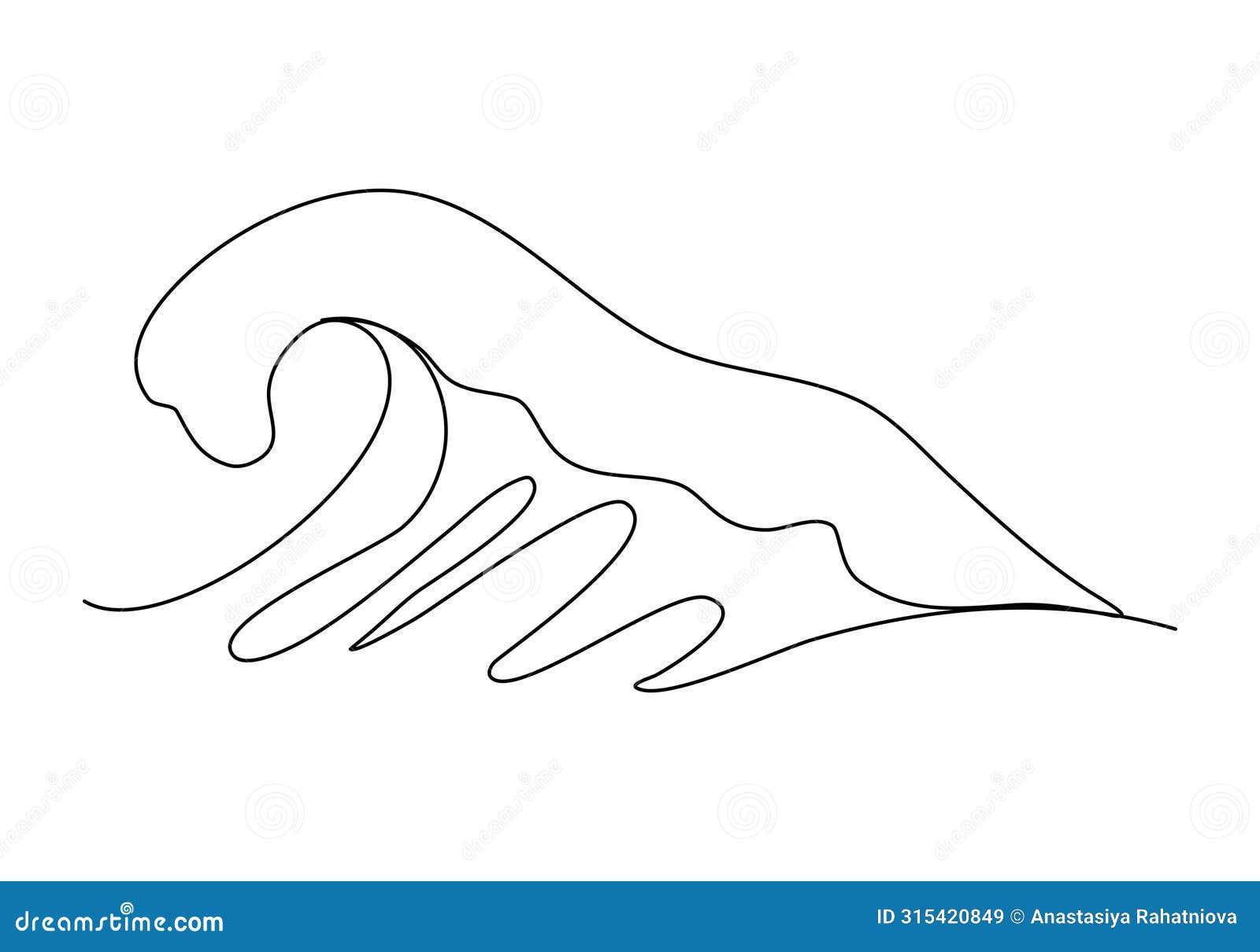 Wave. One Line Drawing Vector Illustration Stock Vector - Illustration ...