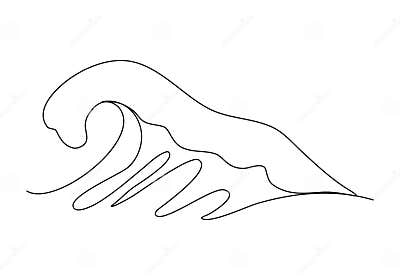 Wave. One Line Drawing Vector Illustration Stock Vector - Illustration ...
