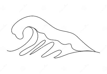 Wave. One Line Drawing Vector Illustration Stock Vector - Illustration ...