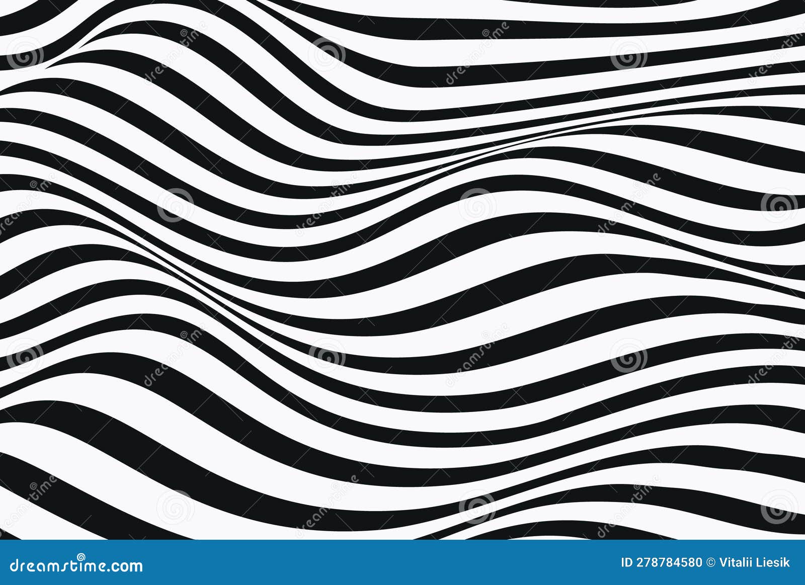 Wave of Optical Illusion. Abstract Black and White Illustrations Stock ...