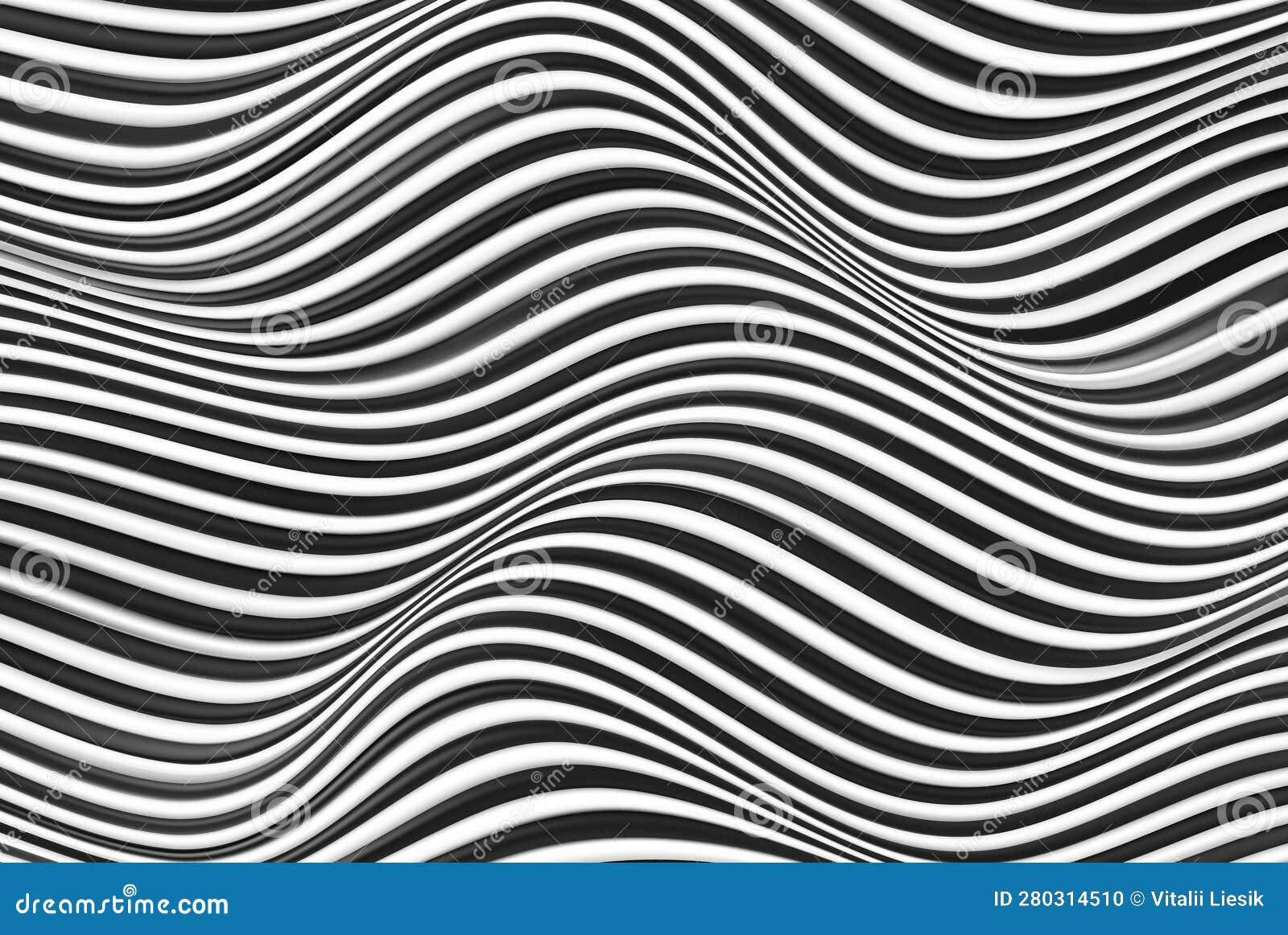 Wave of Optical Illusion. Abstract Black and White Illustrations Stock ...