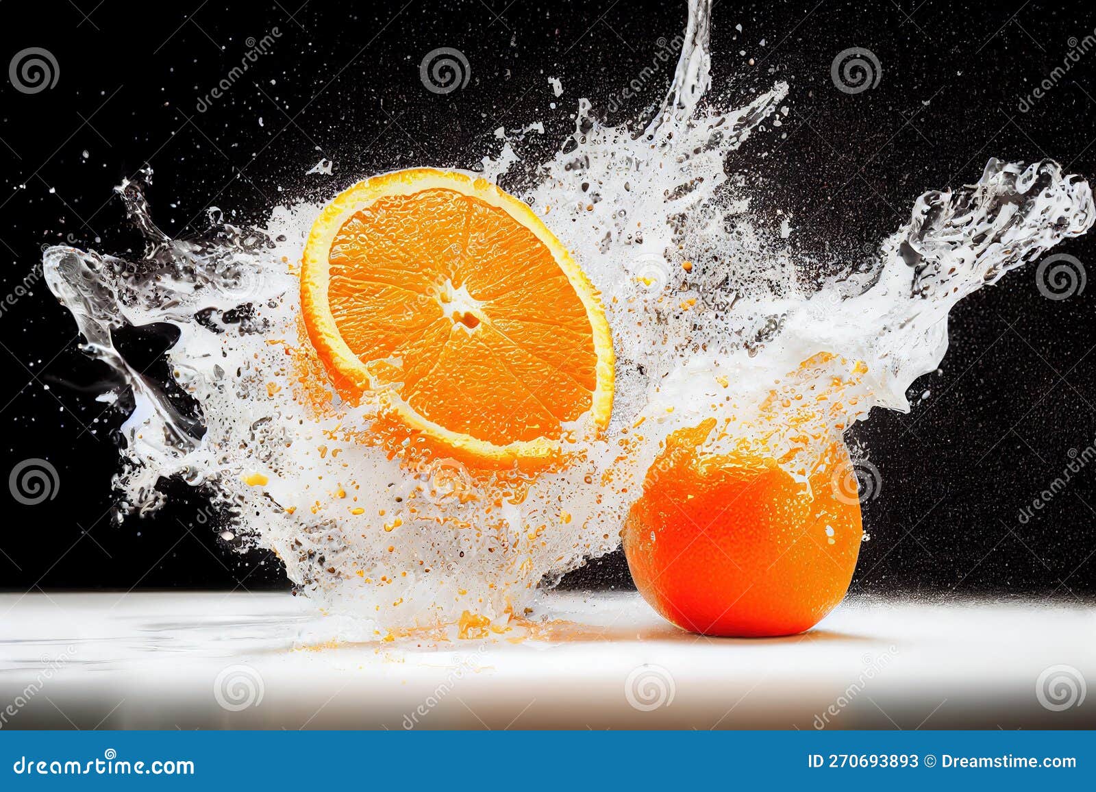 Wave of Orange Splash Falling on Bright Shiny Orange. Stock ...