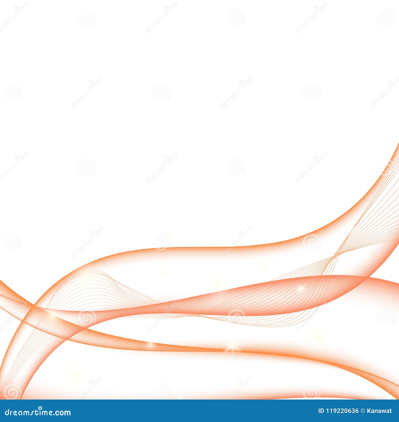 Wave Orange Transparent Abstract on White Background with Copy Space ...